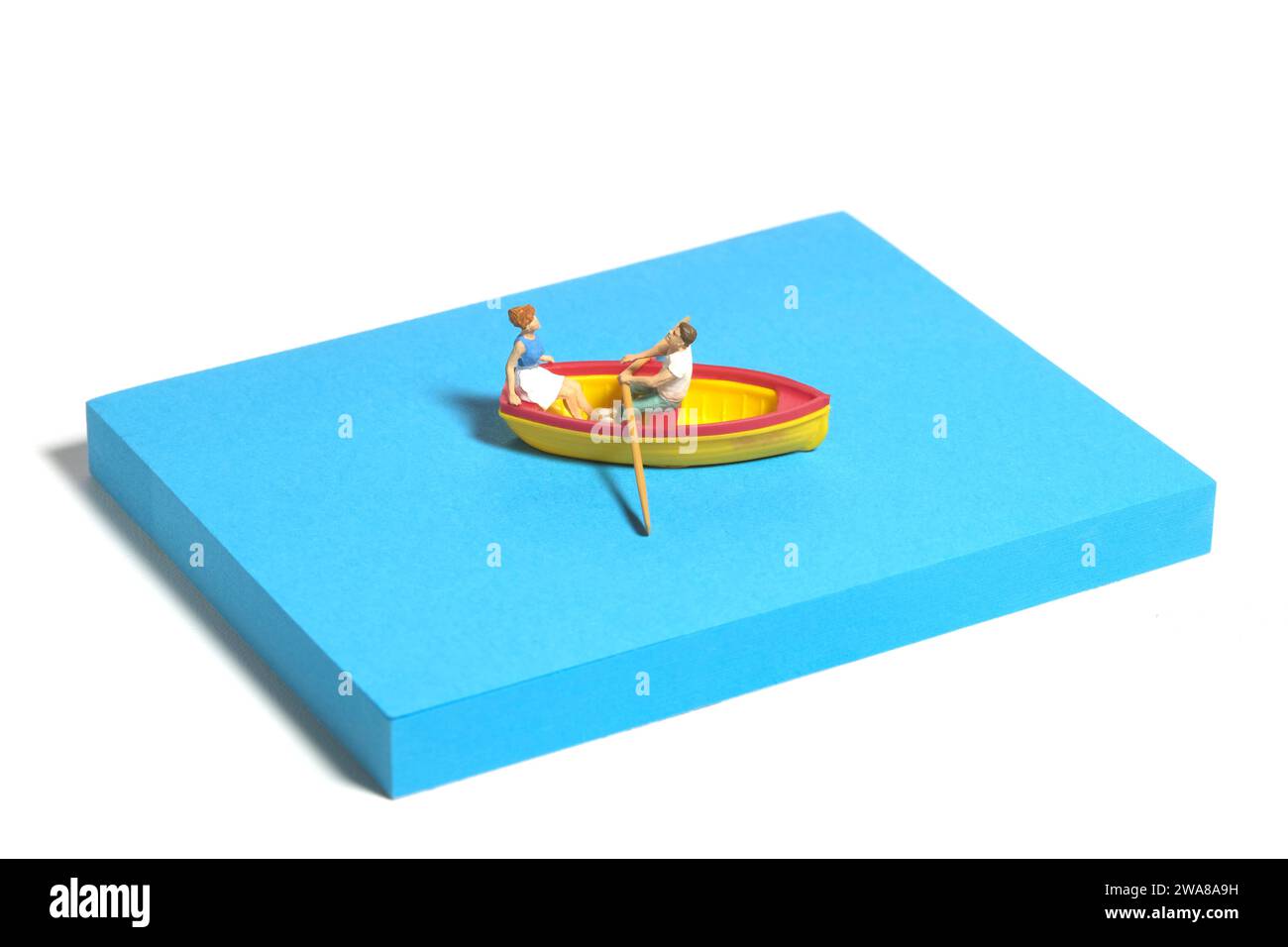 Creative miniature people toy figure photography. Sticky notes ...