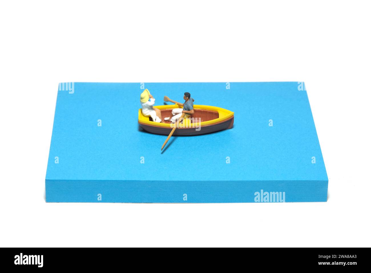 Creative miniature people toy figure photography. Sticky notes ...