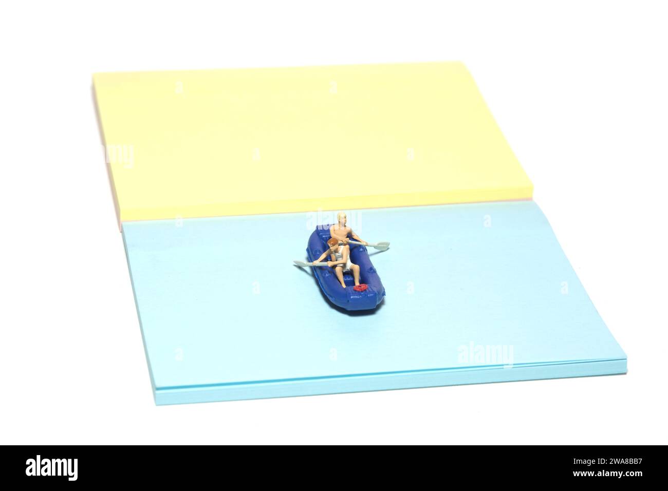 Creative miniature people toy figure photography. Sticky notes ...