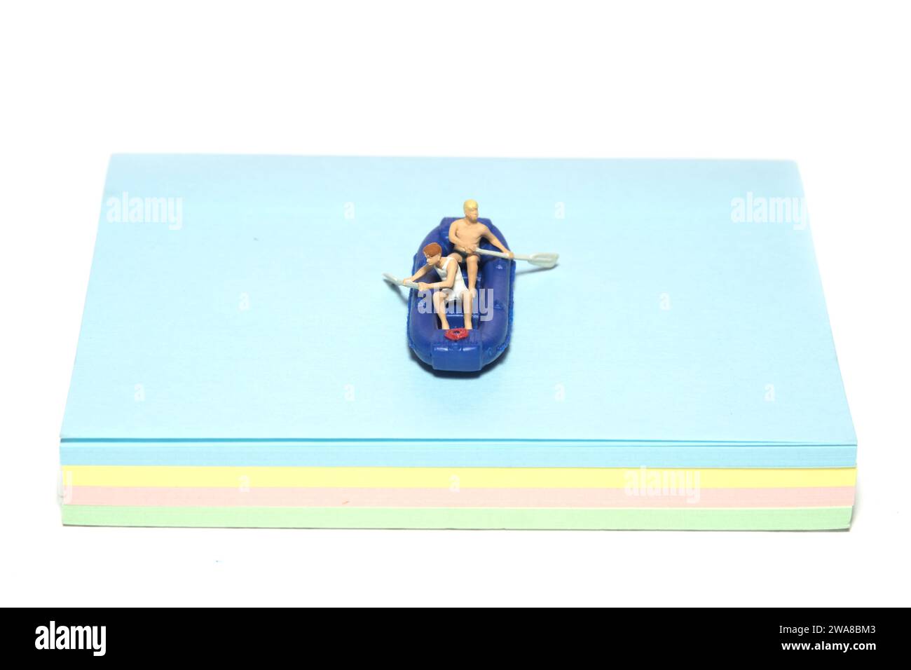 Creative miniature people toy figure photography. Sticky notes ...