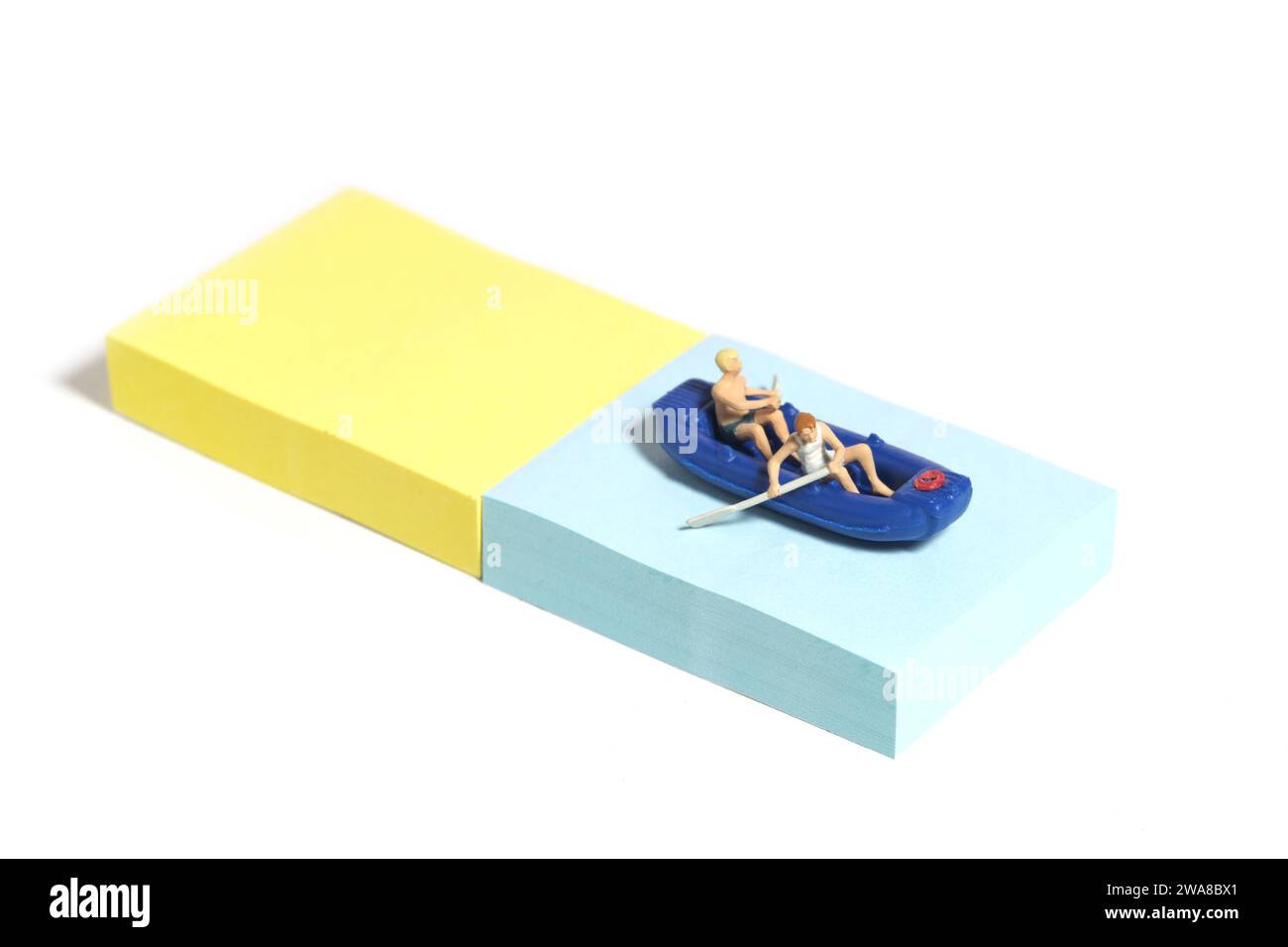 Creative miniature people toy figure photography. Sticky notes ...