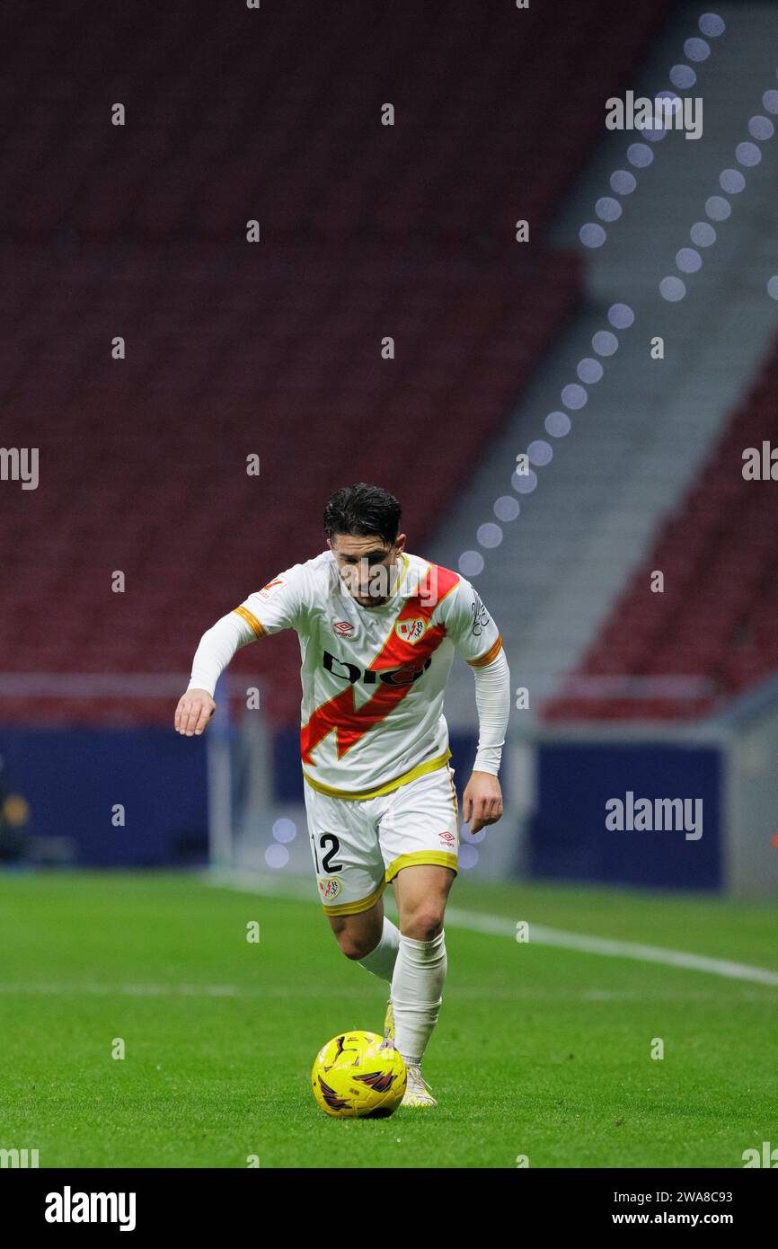 Madrid, Spain. 02nd Jan, 2024. Alfonso Espino of Rayo Vallecano seen in ...