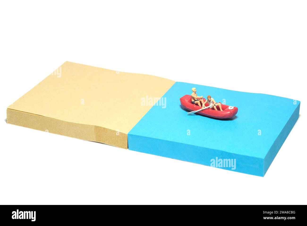 Creative miniature people toy figure photography. Sticky notes ...