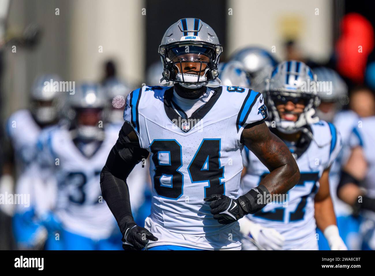 Carolina Panthers tight end Stephen Sullivan (84) runs onto the field ...