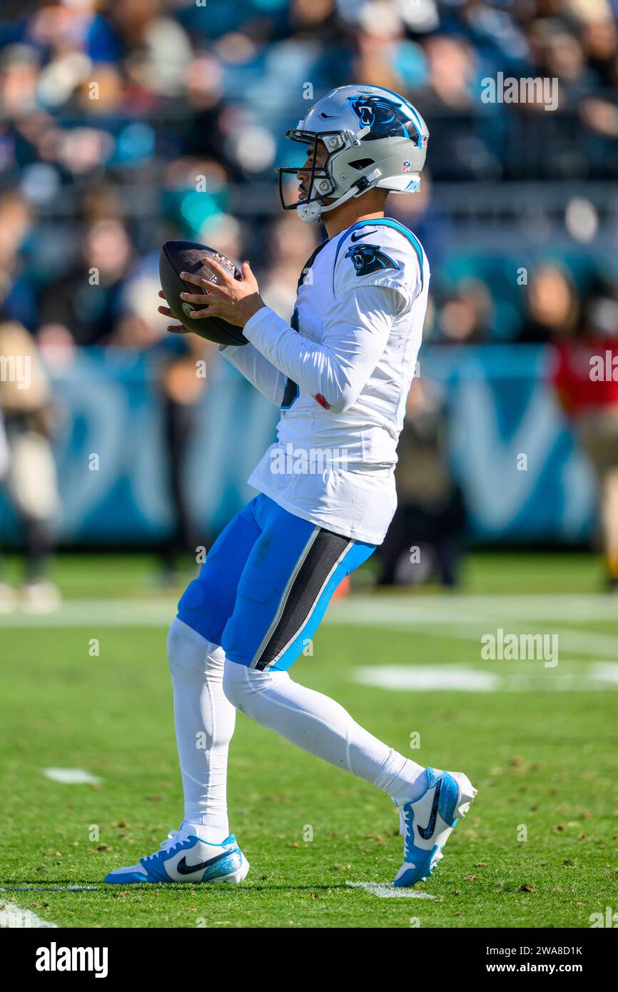Carolina Panthers quarterback Bryce Young (9) looks to throw the ball ...