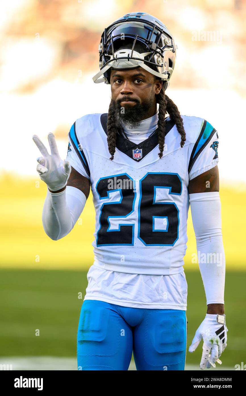 Carolina Panthers cornerback Donte Jackson (26) gestures on the field ...