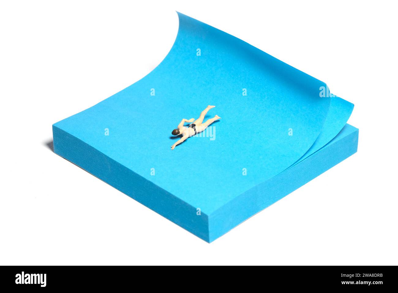 Creative miniature people toy figure photography. Sticky notes ...