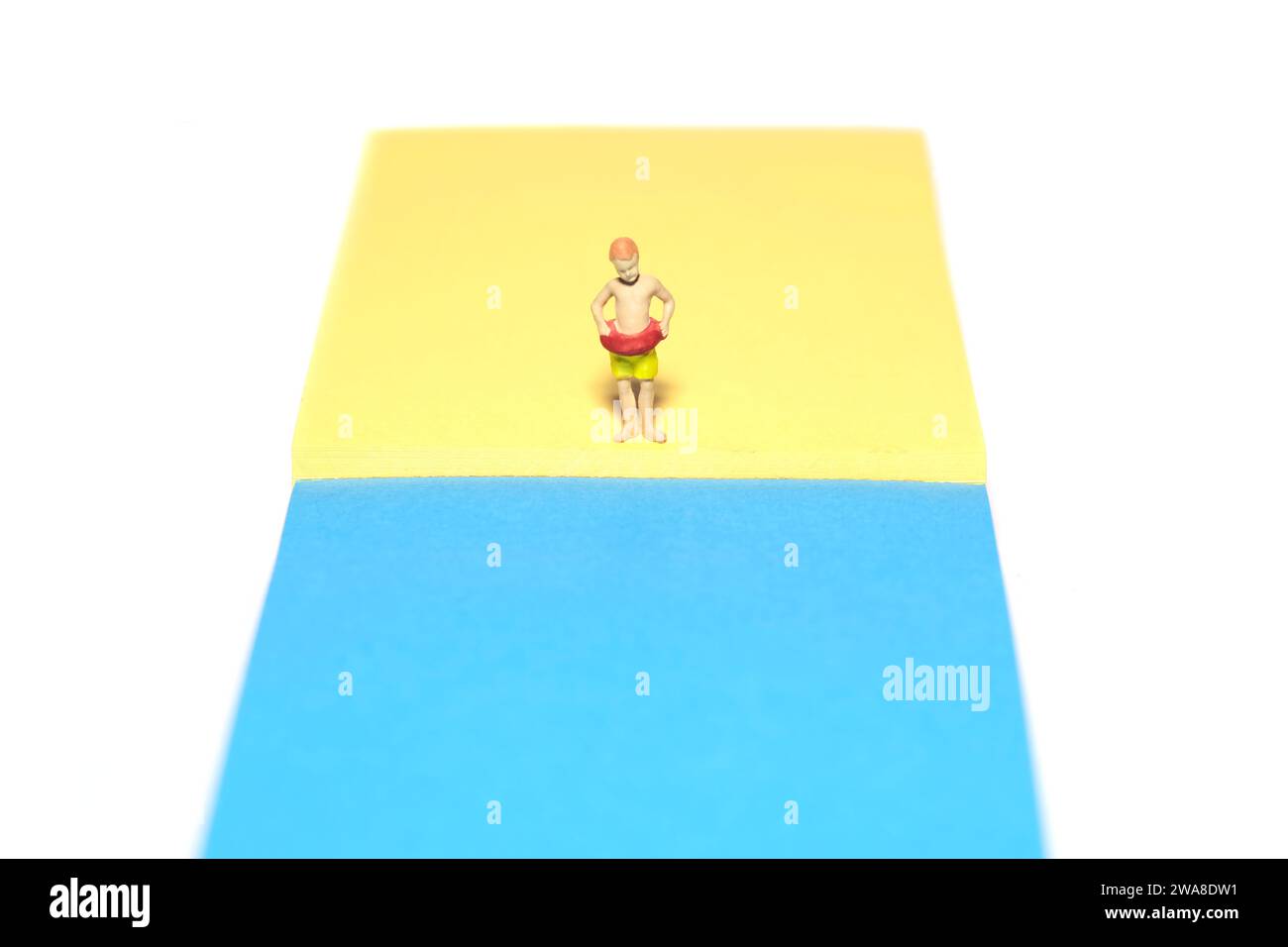 Creative miniature people toy figure photography. Sticky notes ...