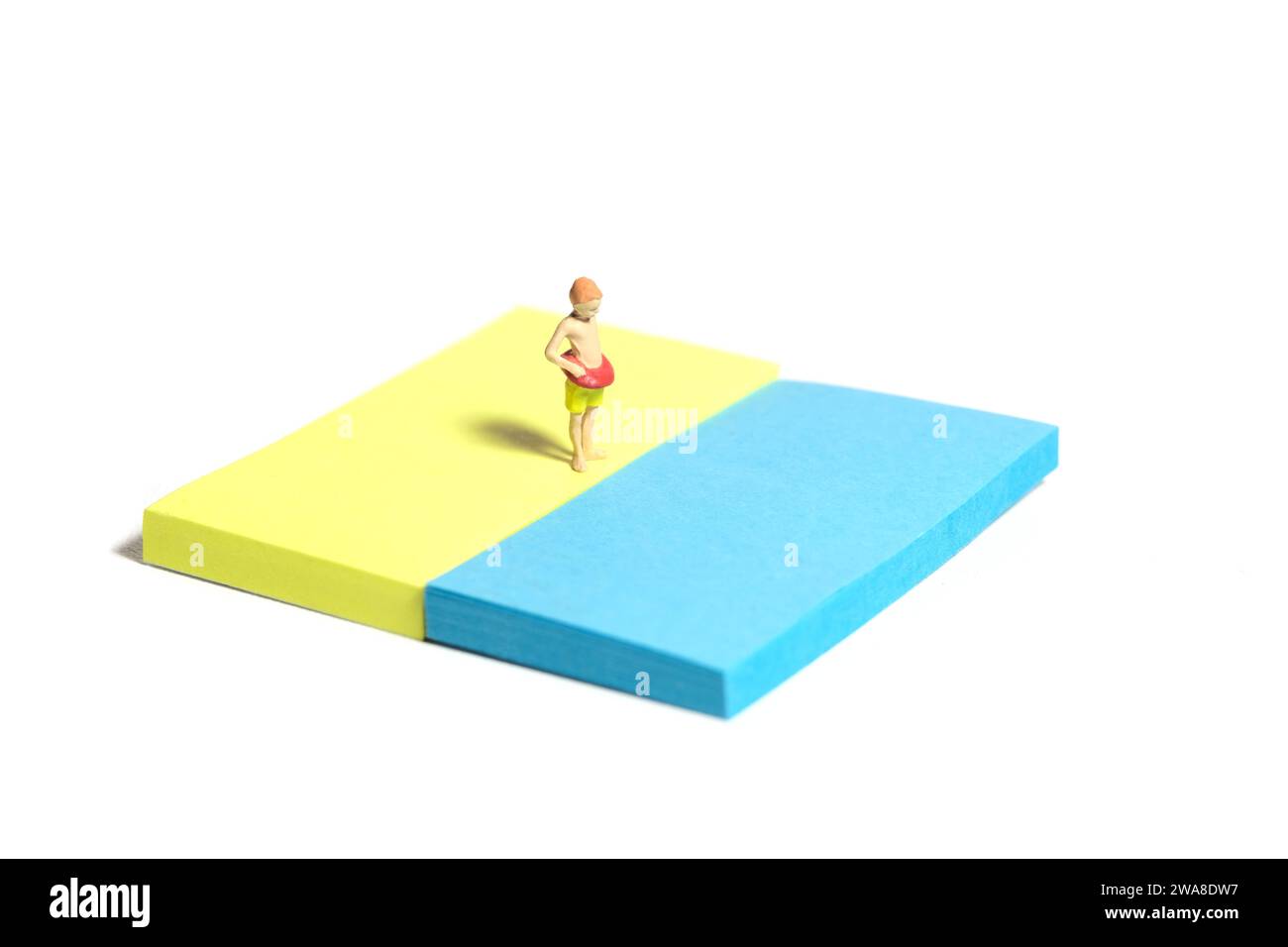 Creative miniature people toy figure photography. Sticky notes ...