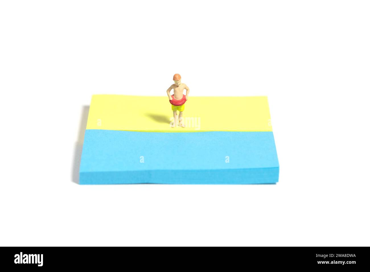 Creative miniature people toy figure photography. Sticky notes ...