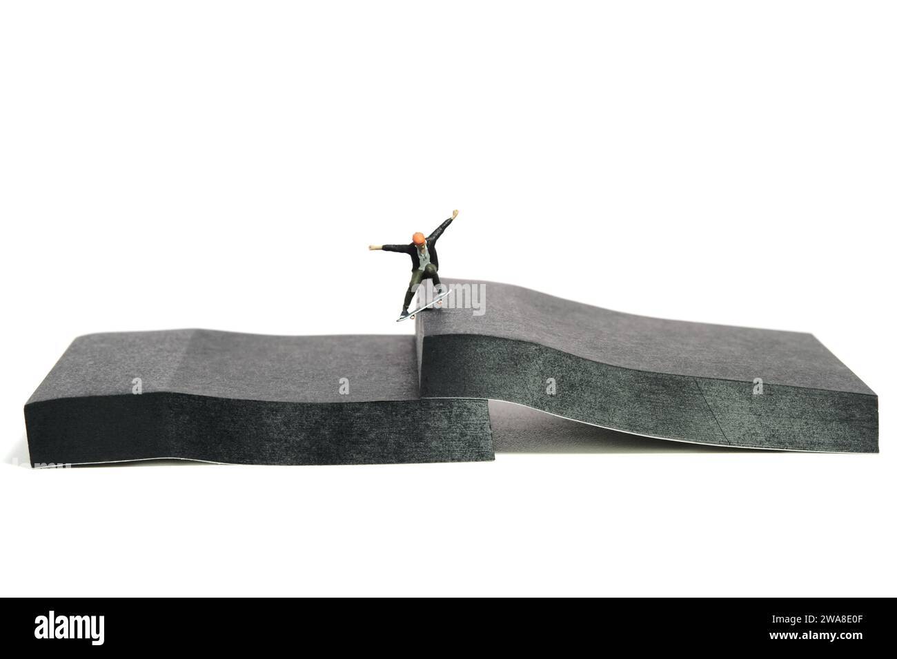 Creative miniature people toy figure photography. Sticky notes ...