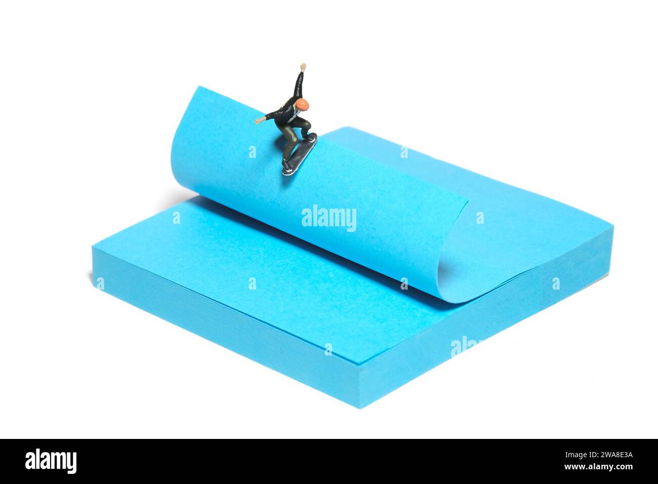 Creative miniature people toy figure photography. Sticky notes ...