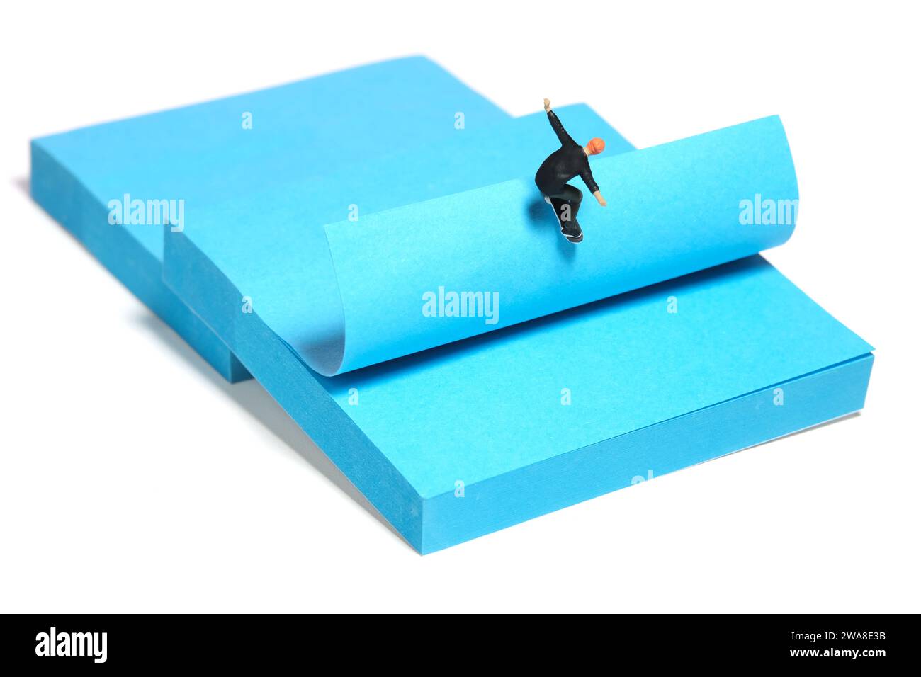 Creative miniature people toy figure photography. Sticky notes ...