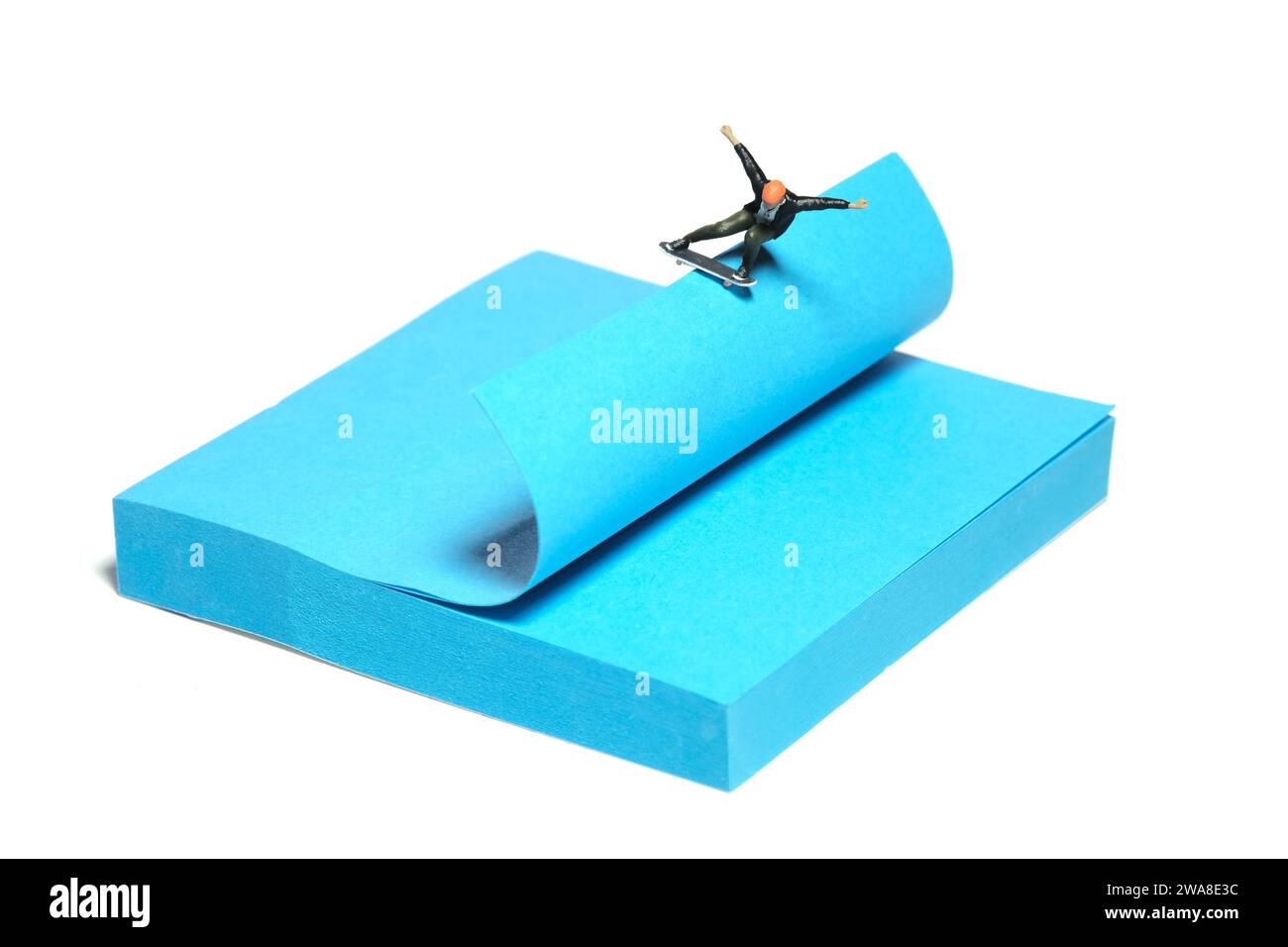 Creative miniature people toy figure photography. Sticky notes ...