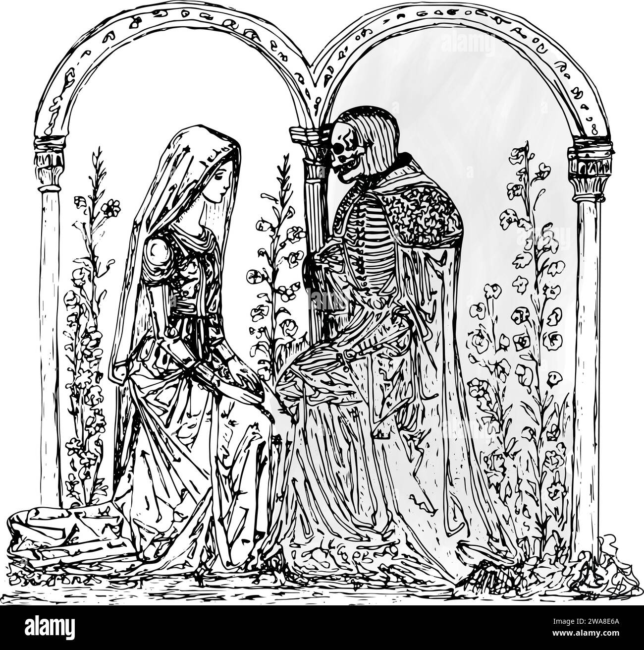 Medieval death engraving woodcut Cut Out Stock Images & Pictures - Alamy