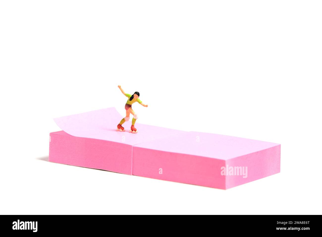 Creative miniature people toy figure photography. Sticky notes ...