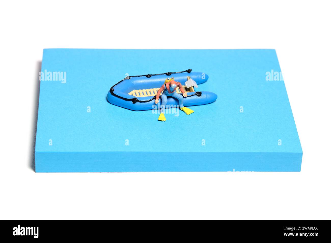 Creative miniature people toy figure photography. Sticky notes ...