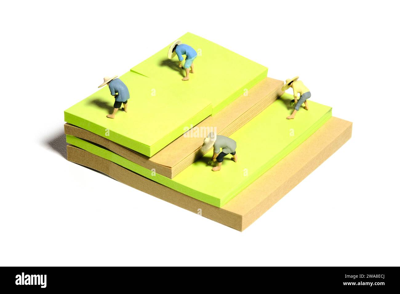 Creative miniature people toy figure photography. Sticky notes ...