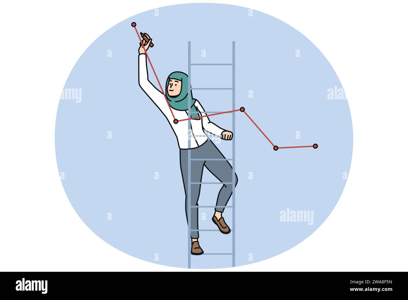 Woman standing on ladder drawing hi-res stock photography and images ...