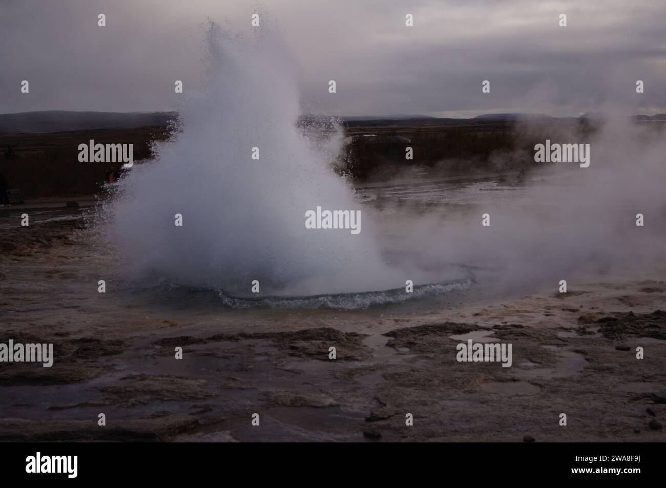 Strokkur - a fountain-type geyser erupting at the Haukadalur Geothermal ...
