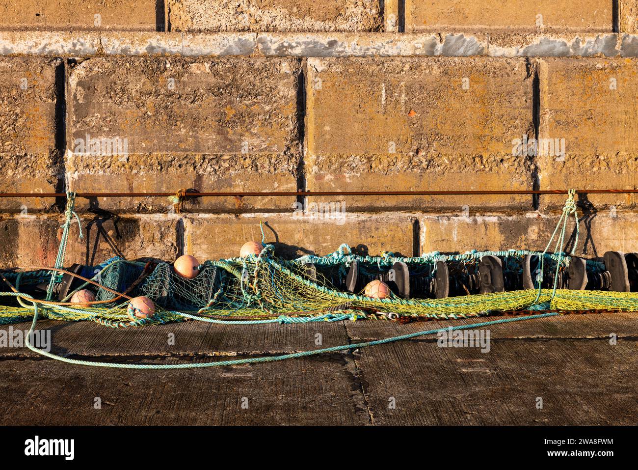 1 January 2024. Buckie Harbour,Moray,Scotland. This is a fishing net on ...