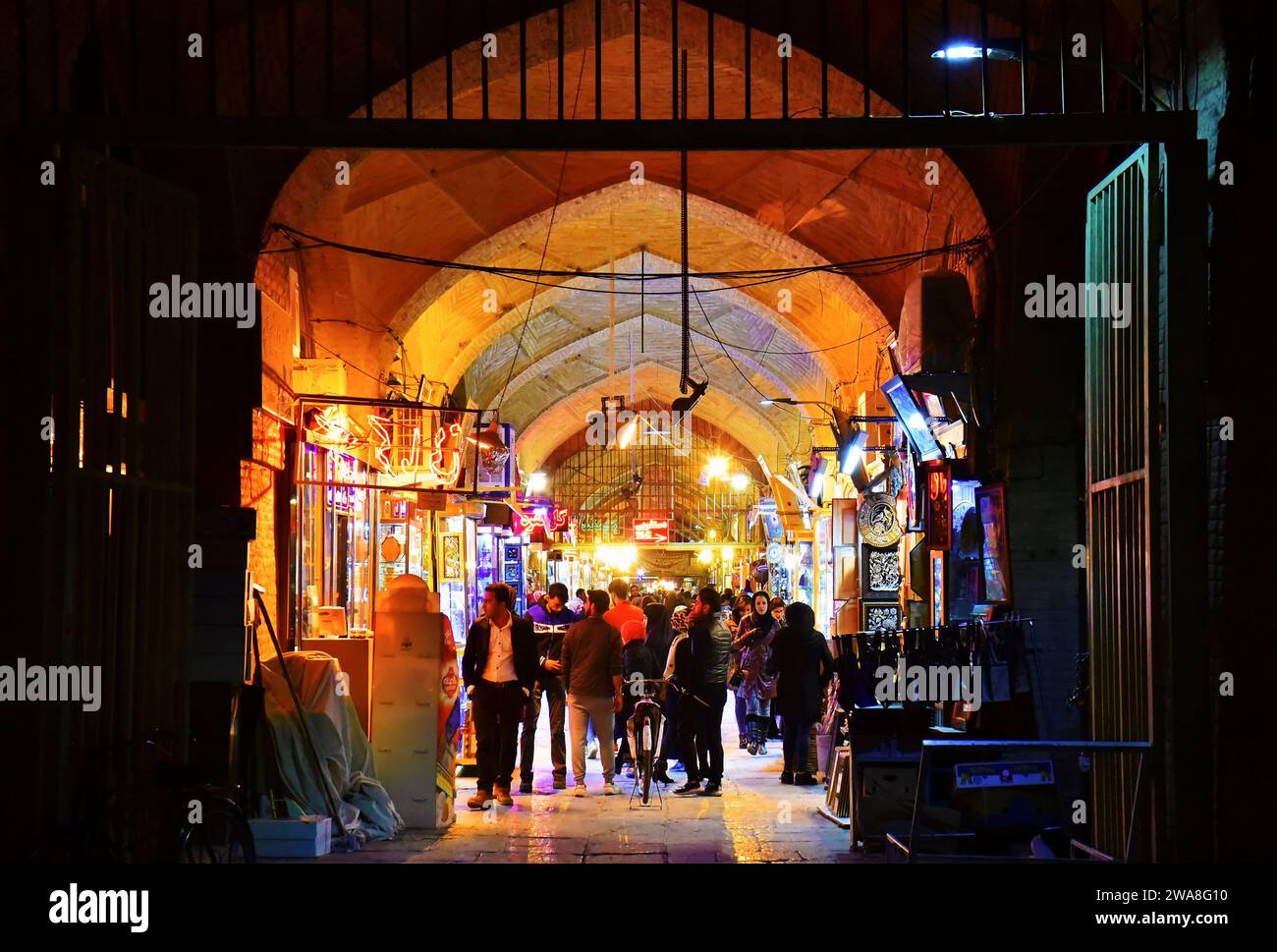 Busy Imperial Bazaar at nigh by Naqsh-e Jahan square (Emam Square) of ...