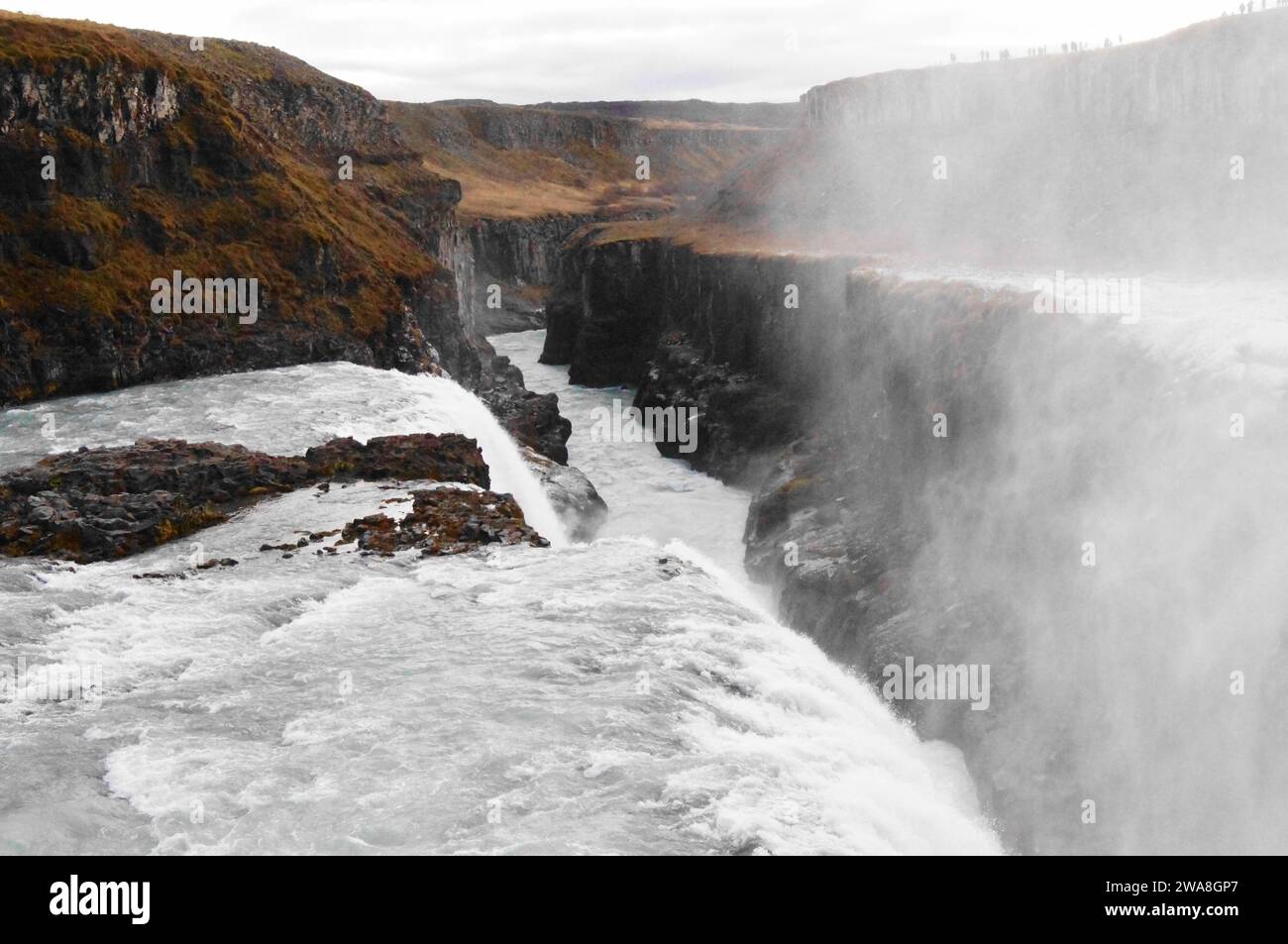 Gullfoss Waterfall (the Golden Falls) on the Hvita River, Iceland Stock ...