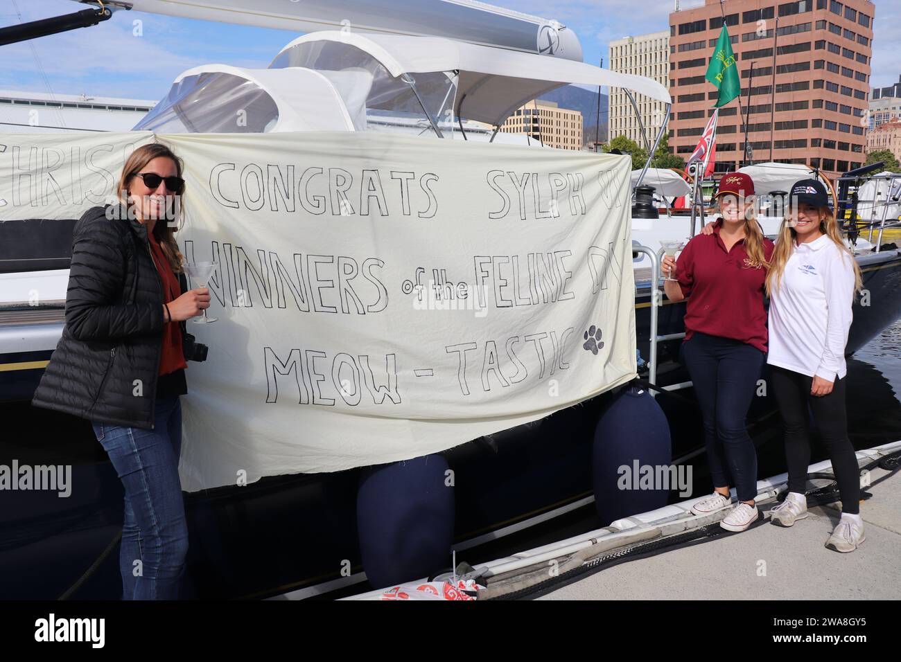 Hobart, Australia. 03rd Jan, 2024. Fran Beck, Marrie van der Plas and ...