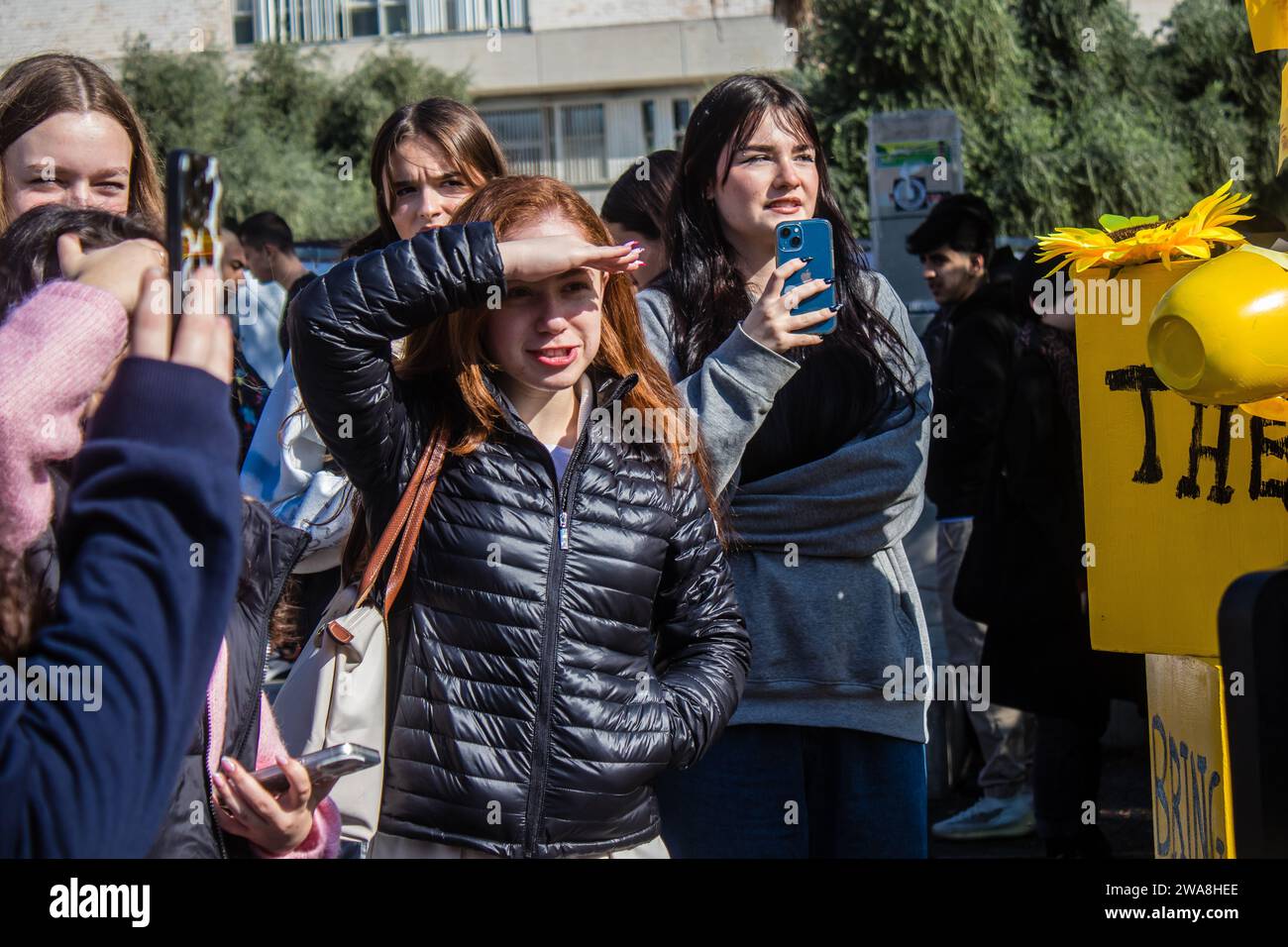 Israeli high school students come for a memorial visit to the Tel Aviv ...