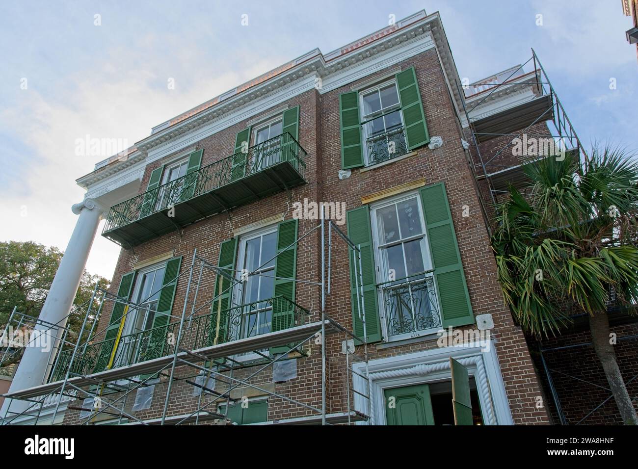 Renovation scaffolding surround 1839 Greek revival style Robert William ...