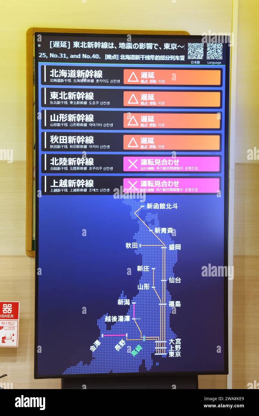 JANUARY 1, 2024 : Shinkansen trains suspended due to earthquake in Noto ...