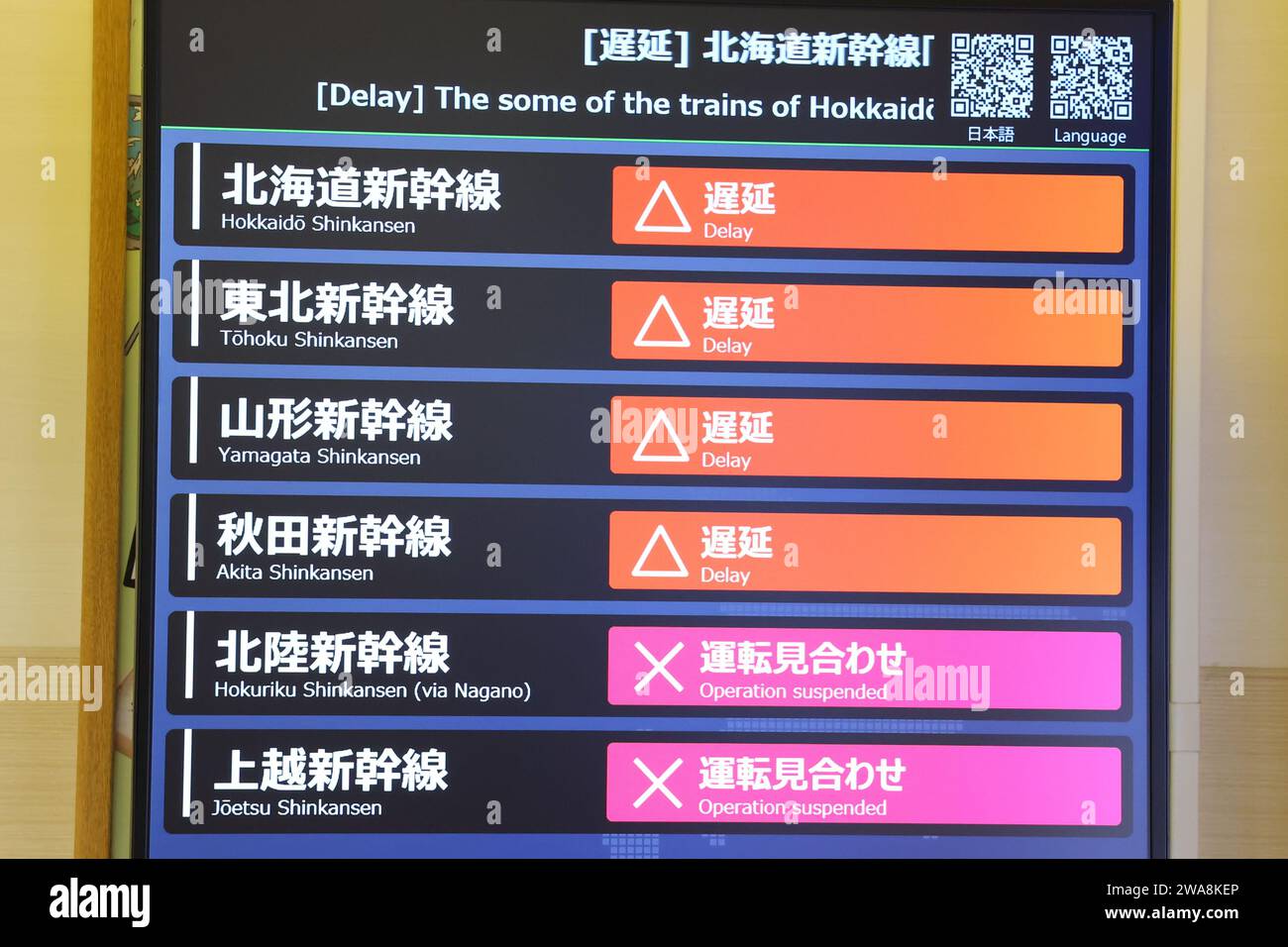 JANUARY 1, 2024 : Shinkansen trains suspended due to earthquake in Noto ...