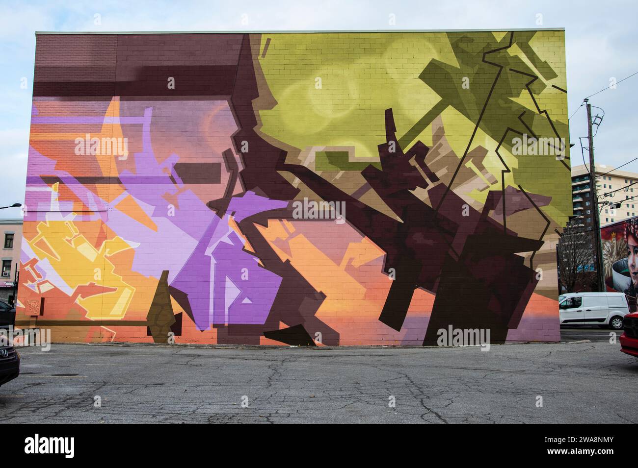 Colorful abstract mural in downtown Montreal, Quebec, Canada Stock ...