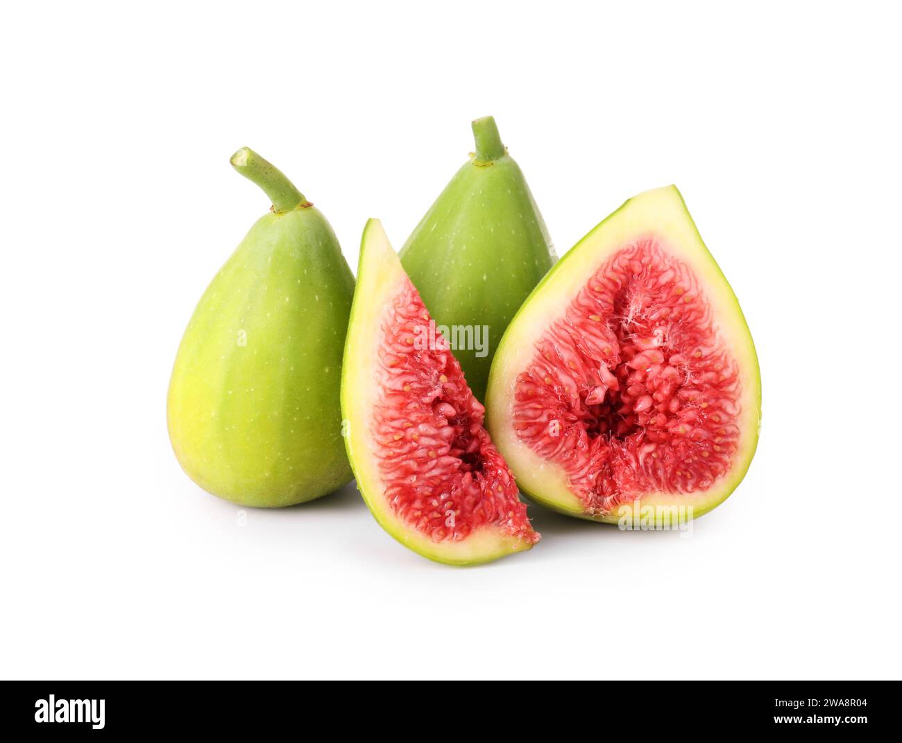 Cut and whole fresh green figs isolated on white Stock Photo - Alamy