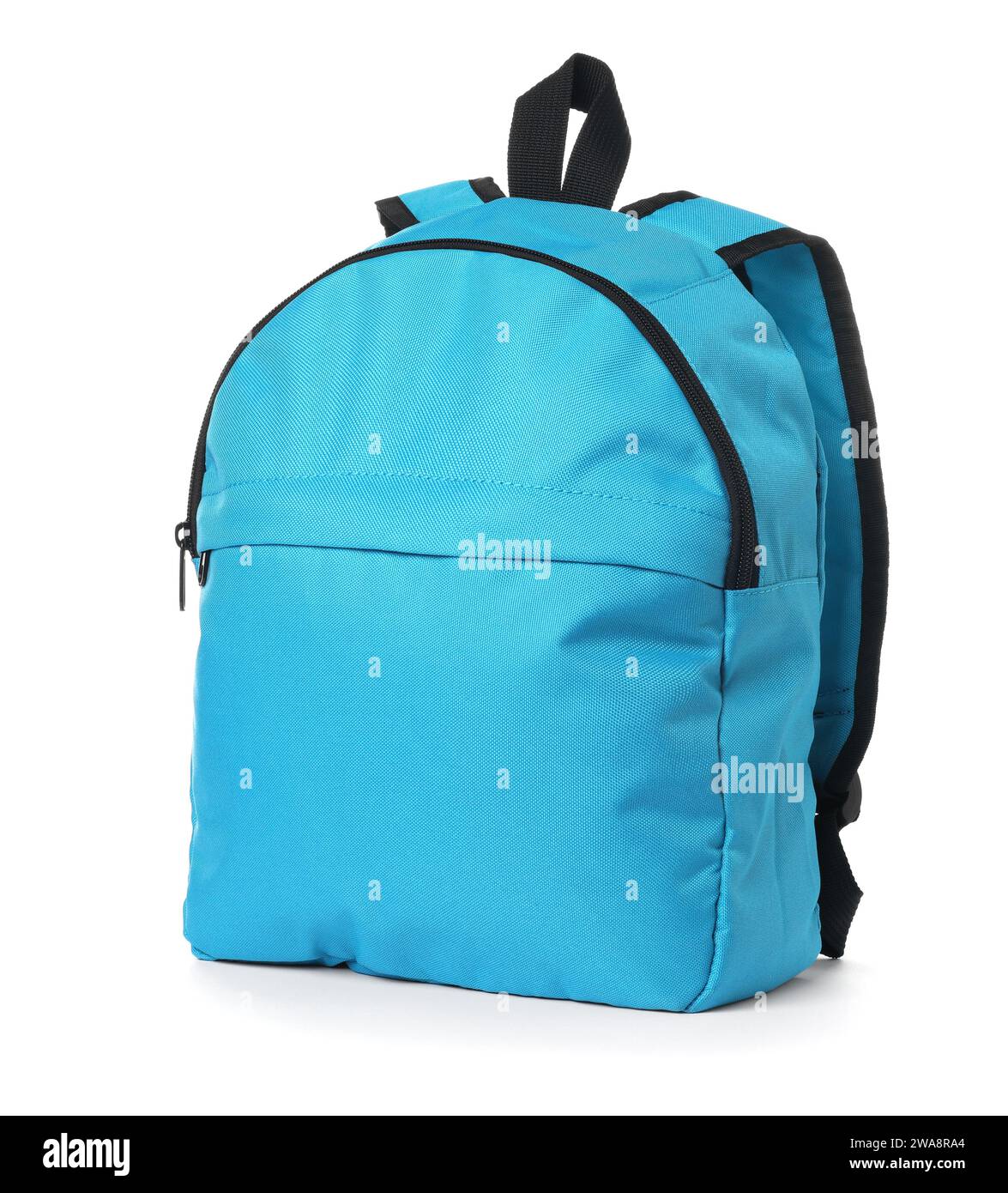 Stylish light blue backpack isolated on white Stock Photo - Alamy
