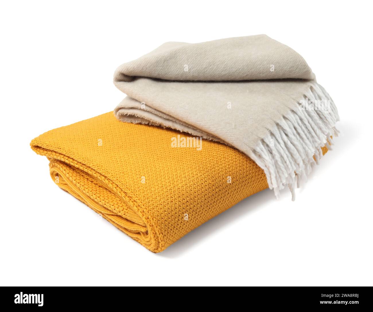 Stack different folded blankets Cut Out Stock Images & Pictures - Alamy