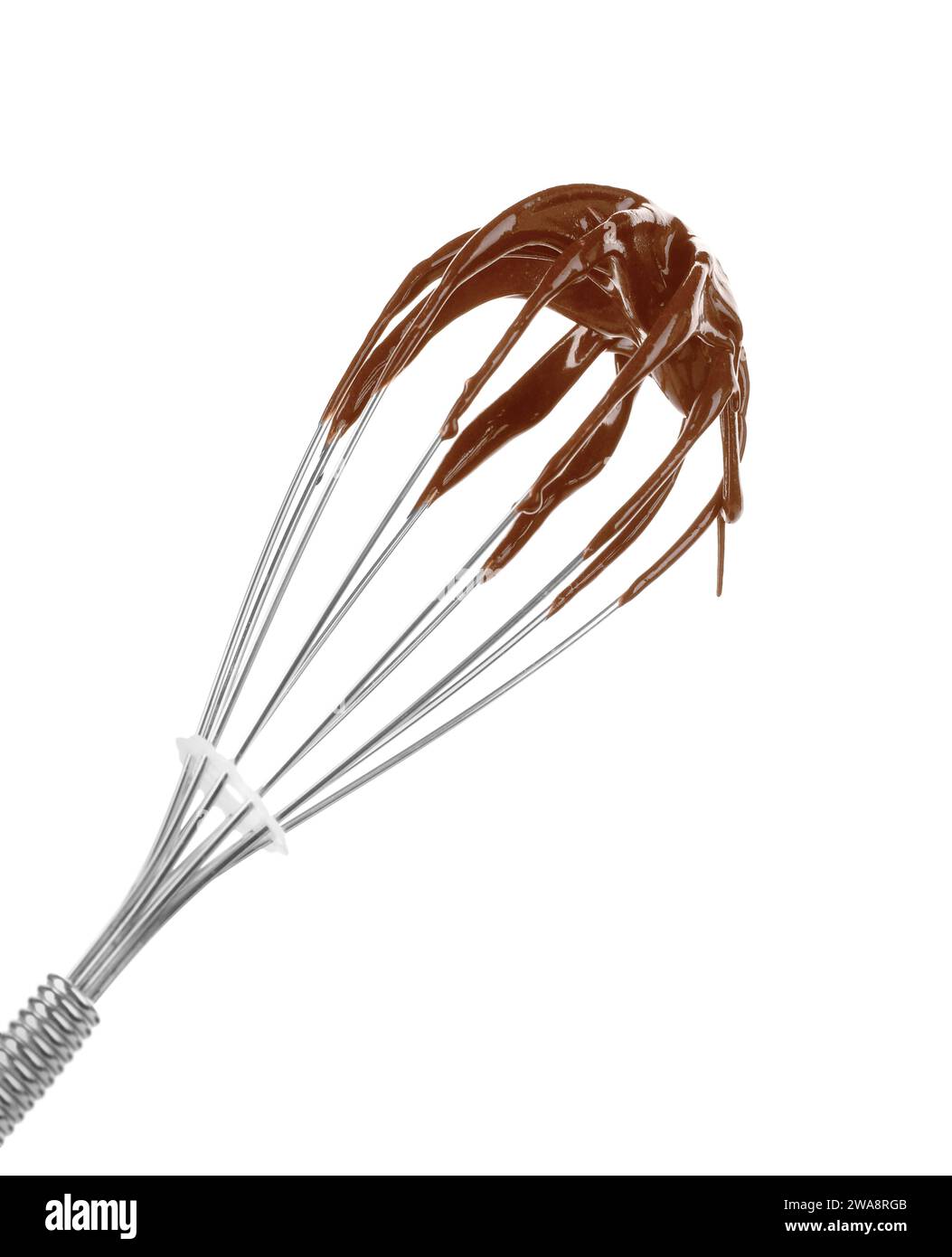 Whisk with chocolate cream on white background Stock Photo - Alamy