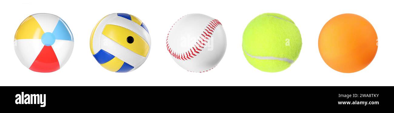 Different balls for various sports isolated on white, collection Stock ...
