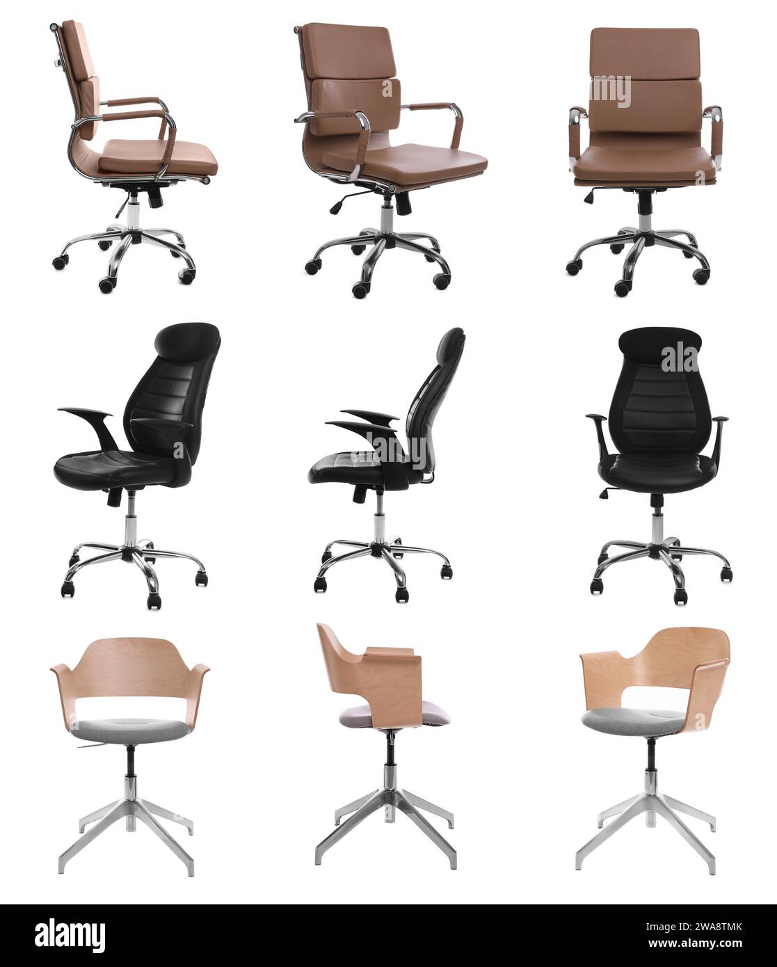 Different office chairs isolated on white, set Stock Photo - Alamy