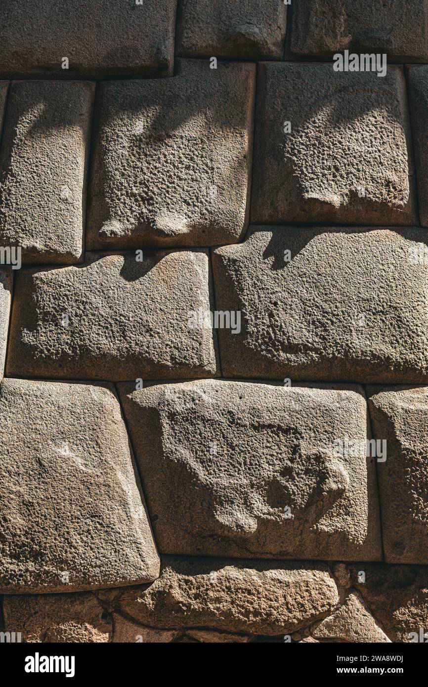Cusco, Peru, Historical city center, stone wall details, INCA culture ...