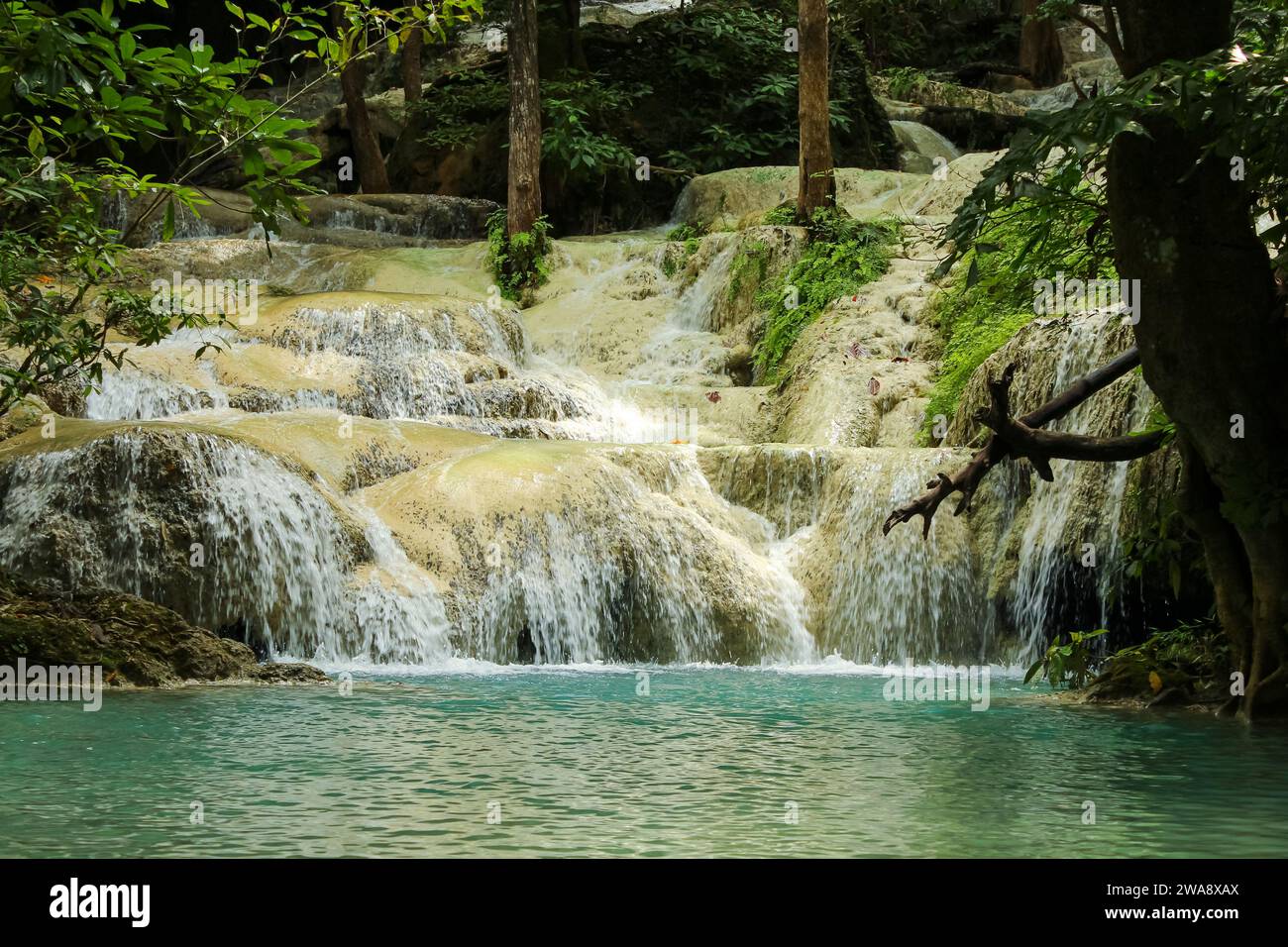 Landscape view of Erawan waterfall Kanchanaburi Thailand. Erawan ...