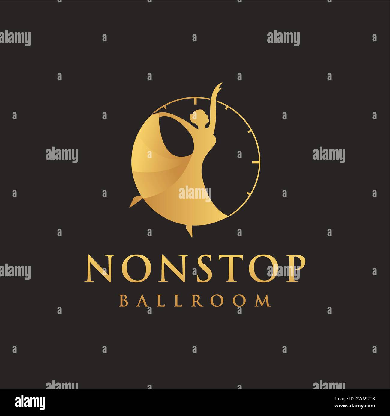 Luxury nonstop dancing logo vector icon, dancing in a clock logo vector ...