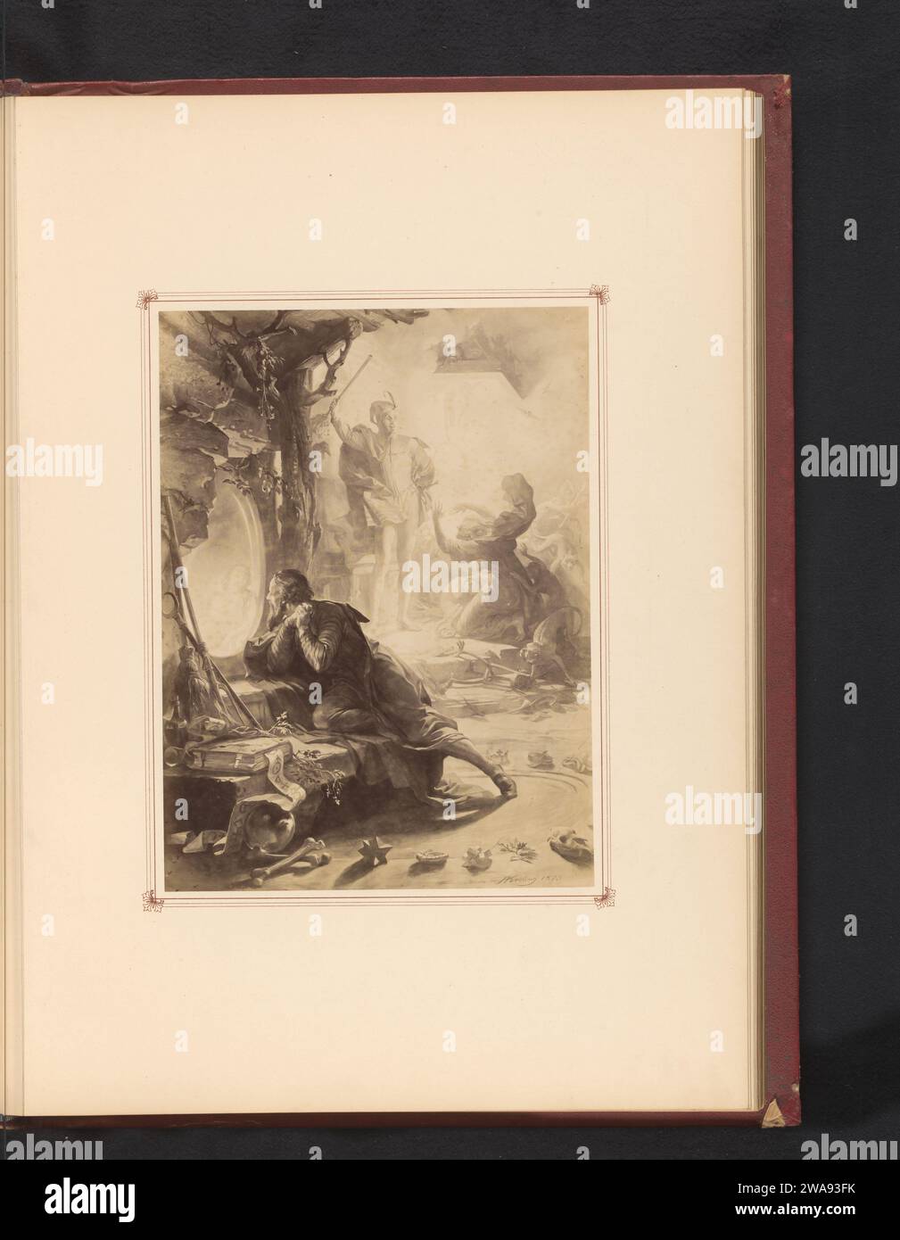 Photo production of a drawing by Mephistopheles and Faust who visit a ...