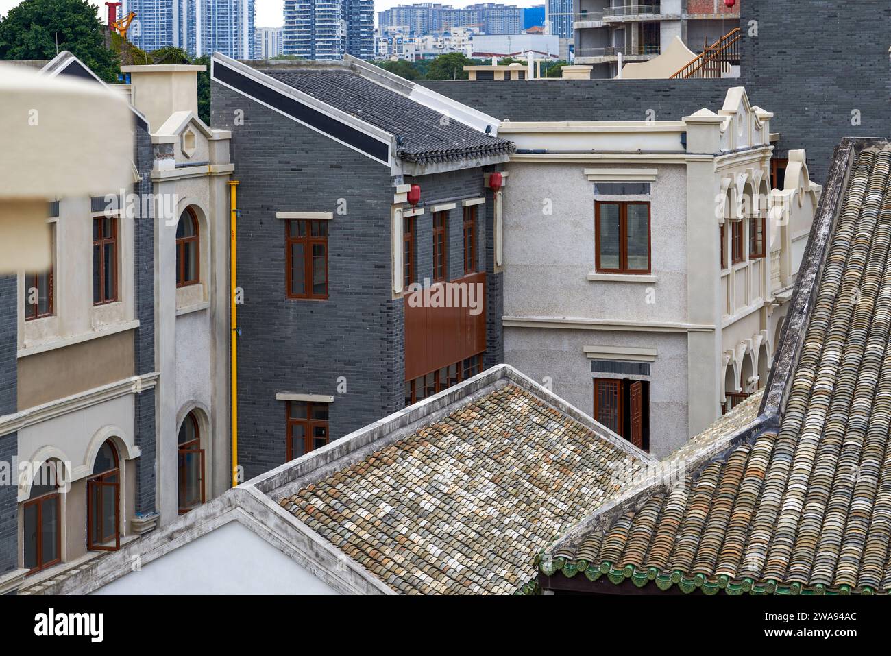 Traditional brick building in modern Chinese style Stock Photo - Alamy