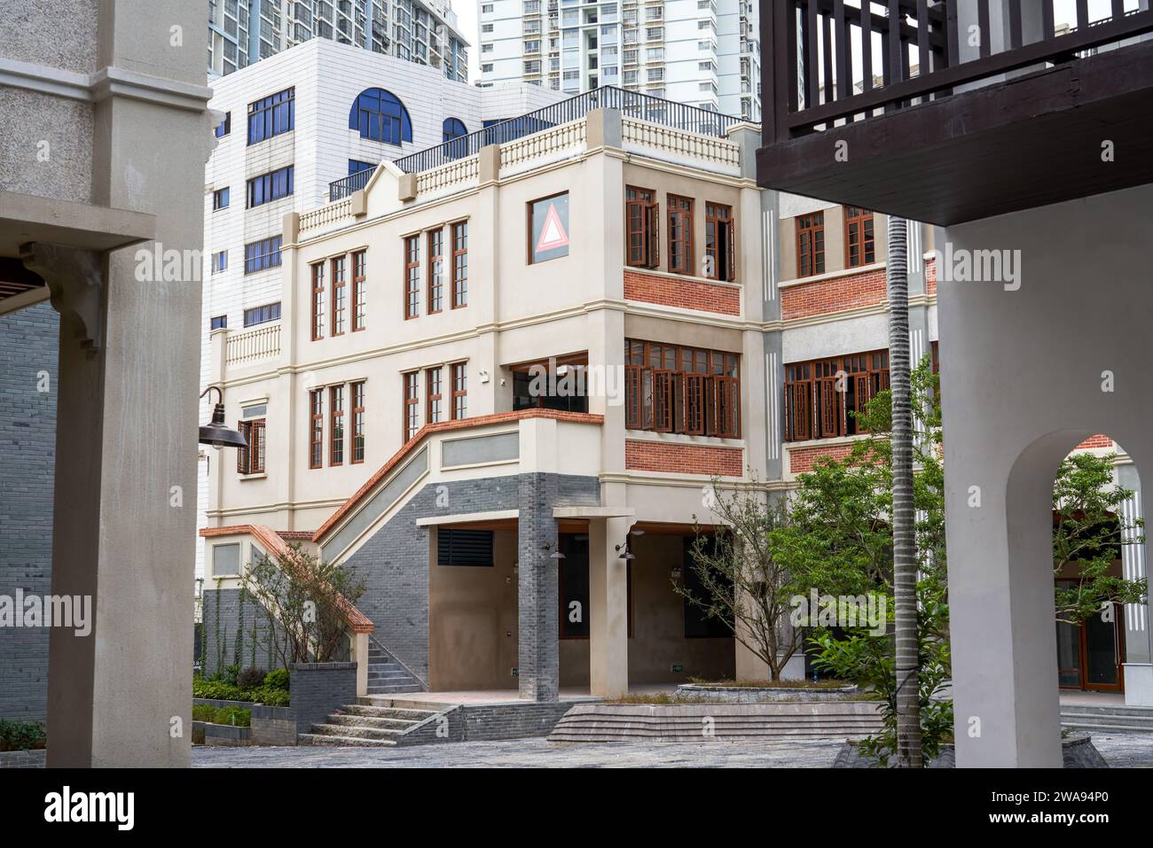 Traditional brick building in modern Chinese style Stock Photo - Alamy