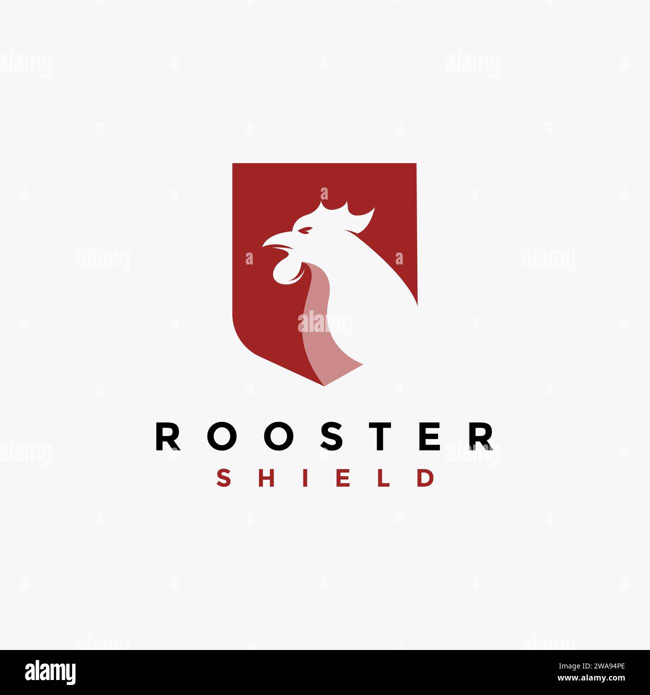 Rooster and shield logo icon vector illustration on white background ...