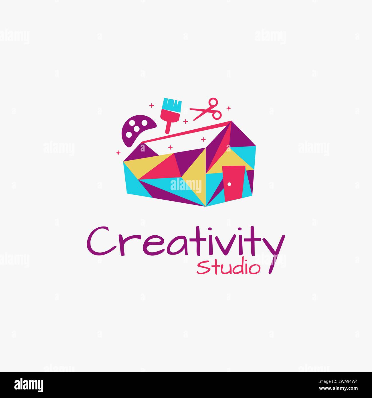 Tool box and house studio art logo icon vector illustration on white ...