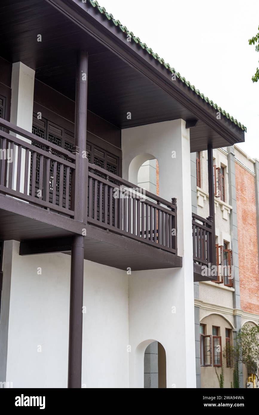 Traditional brick building in modern Chinese style Stock Photo - Alamy