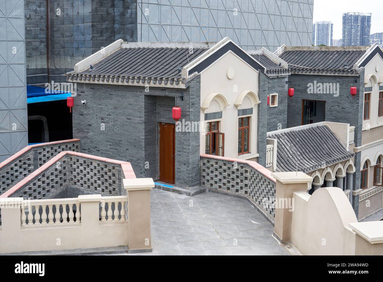 Traditional brick building in modern Chinese style Stock Photo - Alamy