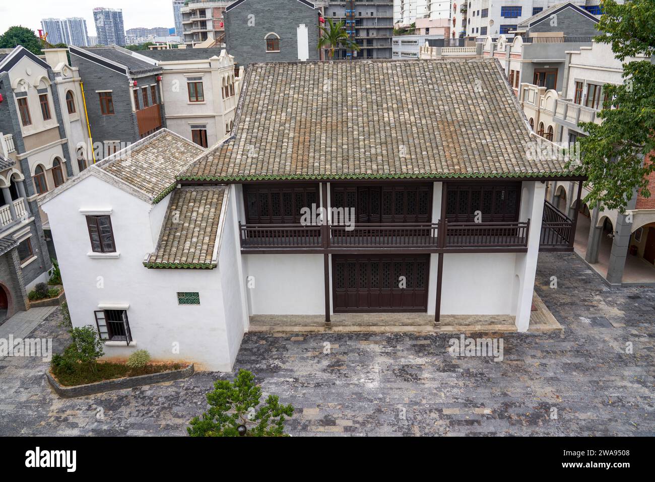 Traditional brick building in modern Chinese style Stock Photo - Alamy